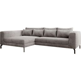Ecksofa Home Affaire, B:284cm H:82cm T:172cm, grau, 88% PES; 12% Nylon, Wohnzimmer, Sofas, "Cross, mit softem Sitz, L-Form, wendbare Zierkissen,