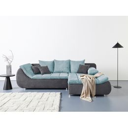 Ecksofa Home Affaire, B:271cm H:90cm T:104cm, gr&uuml;n, Wohnzimmer, Sofas, "Imola, elegant und modern, aktuelle Steppung im Sitz, bequem, L-Form", frei