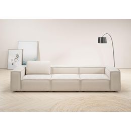 3,5-Sitzer Home Affaire, B:336cm H:68cm T:98cm, beige, 94% Polyester, 6% Nylon, Sofas, "Watertown, modernes Big-Sofa XXL, 336 cm Breite, auch in