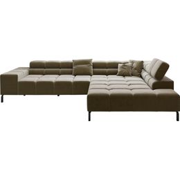Ecksofa Home Affaire, B:321cm T:216cm, gr&uuml;n, 100% Polyester, Wohnzimmer, Sofas, "Ancona New, wahlweise motorische Sitztiefenverstellung, auch in