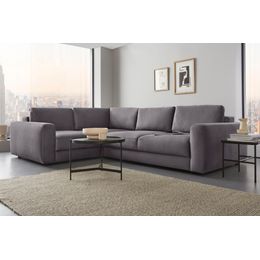 Ecksofa Home Affaire, B:224cm H:84cm T:304cm, grau, 100% Polyester, Wohnzimmer, Sofas, "Bloomfield, Breite 304cm, Mega Polsterecke mit viel Platz,
