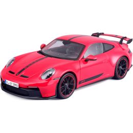 MAISTO Kinder Sammlerauto "Porsche 911 GT3, ́23, rot mit Streifen", rot, Kunststoff, Metallspritzguss, L:24cm, Modellfahrzeuge