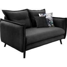 2-Sitzer Home Affaire, B:162cm H:97cm T:110cm, grau, 100% Polyester;Wendekissen: 100% Polyester, Sofas, "Lazio", inklusive 1 Stk. Wende- und 1 Stk.
