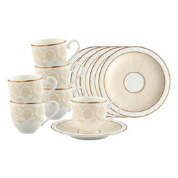 Villeroy & Boch VILLEROY & BOCH Tasse "Espressotassen mit Untertassen Ivoire 70 ml 6er Set weiß-gold", 6 tlg., gold, Trinkgefäße