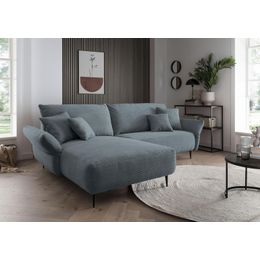 Ecksofa Home Affaire, B:286cm H:96cm T:178cm, blau, 100% Polyester, Wohnzimmer, Sofas, "Amarena L-Form", inklusive Armlehnenverstellfunktion, 4x