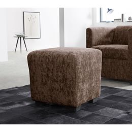 Hocker Home Affaire, B:46cm H:43cm T:46cm, braun, Luxus-Microfaser (92% Polyester, 8% Nylon);Struktur fein ( 100% Polyester);Struktur in