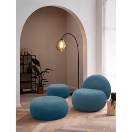 Polsterhocker Home Affaire, B:85cm H:35cm T:85cm, blau, 93% Polyester, 6% Acryl, Hocker, "Mithras I Lieferzeit nur 2 Wochen, passend zum Sessel