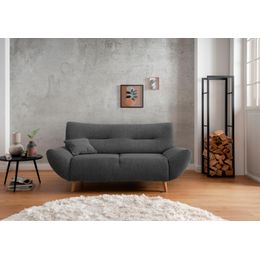 2-Sitzer Home Affaire, B:173cm H:81cm T:90cm, grau, 100% Polyester, Sofas, "Drago", frei im Raum stellbar, inkl. 1 Zierkissen