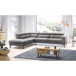Ecksofa Home Affaire, B:305cm H:76cm T:233cm, grau, Bezug: Luxus-Mikrofaser (100%Polyester);Bezug: NaturLEDER, Wohnzimmer, Sofas, "Olanta, modern und