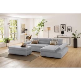 Ecksofa Home Affaire, B:300cm H:80cm T:172cm, grau, 95% Polyester, 5% Polyacryl, Wohnzimmer, Sofas, "Avesa L-Form", Wahlweise mit Armteilvertsellung