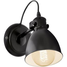 EGLO Wandleuchte "PRIDDY Wandlampe, Stahl, schwarz, E27, Industrial", 1, H: 21,5cm, schwarz-weiß, Wohnzimmer, Leuchten, Wohnzimmerlampe,