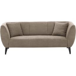 3-Sitzer Home Affaire, B:208cm H:83cm T:88cm, grau, 100% Polyester, Sofas, zwei verschiedene Fu&szlig;farben w&auml;hlbar