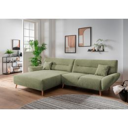 Ecksofa Home Affaire, B:290cm H:81cm T:166cm, gr&uuml;n, 100% Polyester, Wohnzimmer, Sofas, "Drago, elegant und zeitlos, komfortabel, Holzfu&szlig;, L-Form",