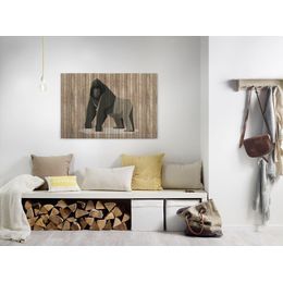 A.S. Cr&eacute;ation Leinwandbild A.S. CR&Eacute;ATION, B:90cm H:60cm, braun, Holz, Stahl, Wohnzimmer, Bilder, "born to be wild 3", Keilrahmen Holzoptik Gorilla Tiere