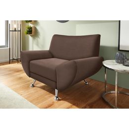 Sessel Home Affaire, B:112cm H:83cm T:82cm, braun, Luxus-Microfaser ALCAZAR (100% Polyester);Feinstruktur (100% Polyester);Kunstleder SOFTLUX,