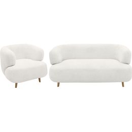 Polstergarnitur Home Affaire, H:73cm T:86cm, wei&szlig;, 95% Polyester, 5% Nylon, Sitzm&ouml;bel-Sets, "Tistam", 2-teilig, 2-Sitzer und Sessel, runde,