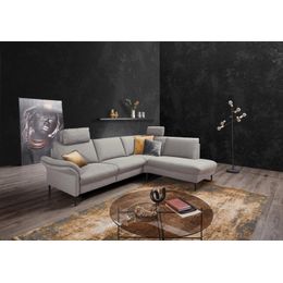 Ecksofa Home Affaire, B:265cm H:85cm T:223cm, grau, 100% Polyester, Wohnzimmer, Sofas, "Sarsina: mit Tonnentaschen-Federkern, perfekt zum Entspannen