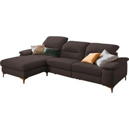 Ecksofa Home Affaire, B:280cm H:84cm T:184cm, braun, Luxus-Mikrofaser Lederoptik: 100% Polyester, ;Struktur: 85% Polyester, 15% Viskose, ,