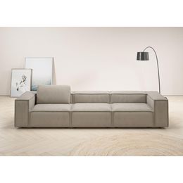 3,5-Sitzer Home Affaire, B:336cm H:68cm T:98cm, beige, 95% Polyester, 5% Nylon, Sofas, "Watertown, modernes Big-Sofa XXL, 336 cm Breite, auch in