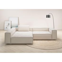 Ecksofa Home Affaire, B:306cm H:68cm T:191cm, beige, 94% Polyester, 6% Nylon, Wohnzimmer, Sofas, "Watertown, moderne XXL L-Form, 306 cm breit",