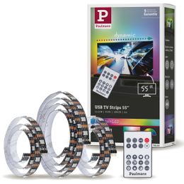 Paulmann LED-Streifen "USB LED Strip TV-Beleuchtung, Dynamic Rainbow RGB", Dioden 120 Stk. Flammen 1 Stk., Gesamtlänge 2m, schwarz, Küche,