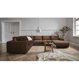 Wohnlandschaft Home Affaire, B:348cm H:80cm T:270cm, braun, Luxus-Microfaser Lederoptik (100% Polyester;Struktur grob (100% Polyester);Samtoptik