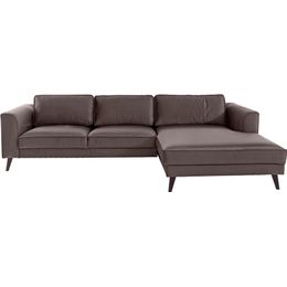 Ecksofa Home Affaire, B:280cm H:85cm T:167cm, grau, Wohnzimmer, Sofas, "Lumber Jack, elegant und bequem, Breite 280, hoher Fu&szlig;, L-Form", in moderner
