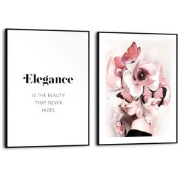 Poster Reinders, B:30cm H:40cm T:1,6cm, rosa, MDF, Schlafzimmer, Bilder, "Flower Elegance"