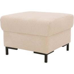 Polsterhocker Home Affaire, B:54cm H:45cm T:54cm, beige, 100% Polyester, Hocker, "Jamie 2", auch in Cord, passend zur Serie, B/T/H: 54/54/45 cm