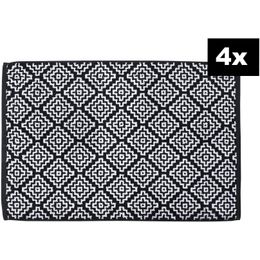 Badematte done., H:5mm, schwarz, Baumwolle, Badematten, "DAILY SHAPES Boho 4er-Set", Badvorleger aus 100% Baumwolle, Jacquardgewebt