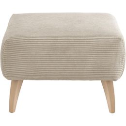Polsterhocker Home Affaire, B:66cm H:44cm T:66cm, beige, 100% Polyester, Hocker, "Colori", Holzfu&szlig;farbe w&auml;hlbar, verschiedene Stoffe, hochwertige