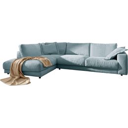 Ecksofa Home Affaire, B:325cm, blau, Cord (88% Polyester / 12% Polyacryl), Wohnzimmer, Sofas, "Enisa XXL B/T/H: 325/224/85 cm L-Form", Kuschelig,