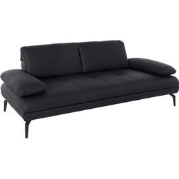 2-Sitzer Home Affaire, B:212cm H:83cm T:107cm, schwarz, Struktur weich (100% Polyester);Struktur grob (100% Polyester);100% NaturLEDER, Sofas,