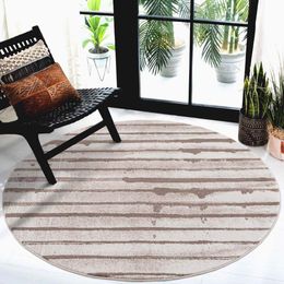 Teppich Carpet City, H:11mm &Oslash;:120cm, beige, Polypropylen, Wohnzimmer, Teppiche, "Moda", Kurzflor, Streifen-Muster, Weicher Flor