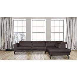Ecksofa Home Affaire, B:305cm H:76cm T:233cm, braun, Bezug: Luxus-Mikrofaser (100%Polyester);Bezug: NaturLEDER, Wohnzimmer, Sofas, "Olanta, modern
