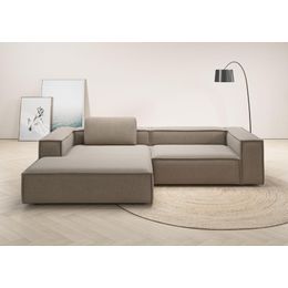 Ecksofa Home Affaire, B:306cm H:68cm T:191cm, grau, 100% Polyester, Wohnzimmer, Sofas, "Watertown, modernes XXL L-Form, 306 cm breit", Großzügiges