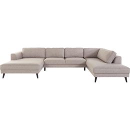 Wohnlandschaft Home Affaire, B:354cm H:85cm T:201cm, beige, Sofas, "Lumber Jack, viel Platz, bequem, Breite 354cm, hoher Fu&szlig;, U-Form", in moderner