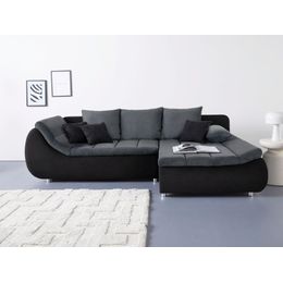 Inosign Ecksofa HOME AFFAIRE, B:271cm H:90cm T:104cm, schwarz, Wohnzimmer, Sofas, "Imola, elegant und modern, aktuelle Steppung im Sitz, bequem, L-Form",