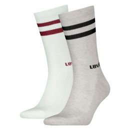 Levi's LEVI'S Herren Socken "LEVIS REGULAR CUT SPORT STRIPE 2P", Gr. 43, beige, Baumwollmischung, unifarben mit Farbeinsatz, Socken, mit auff&auml;lligen Streifen