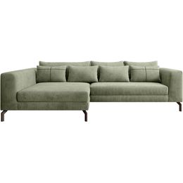 Ecksofa Home Affaire, B:284cm H:82cm T:172cm, gr&uuml;n, 88% PES; 12% Nylon, Wohnzimmer, Sofas, "Cross, mit softem Sitz, L-Form, wendbare Zierkissen,