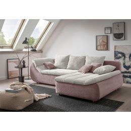 Ecksofa Home Affaire, B:270cm H:90cm T:170cm, rosa, Microfaser PRIMABELLE (100% Polyester) / Struktur (82% Polyester, 9% Viscose, 7% Baumwolle, 2%