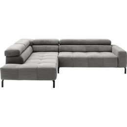 Ecksofa Home Affaire, B:276cm H:71cm T:219cm, grau, 95% Polyester, 5% Nylon, Wohnzimmer, Sofas, "Claya, L-Form, incl. Kopfteilverstellung, Breite 276
