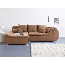 Inosign Ecksofa HOME AFFAIRE, B:271cm H:90cm T:104cm, braun, Wohnzimmer, Sofas, "Imola, elegant und modern, aktuelle Steppung im Sitz, bequem, L-Form", frei