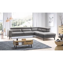 Ecksofa Home Affaire, B:305cm H:76cm T:233cm, grau, Bezug: Luxus-Mikrofaser (100%Polyester);Bezug: NaturLEDER, Wohnzimmer, Sofas, "Olanta, modern und