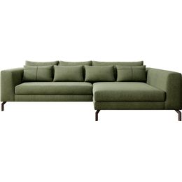 Ecksofa Home Affaire, B:284cm H:82cm T:172cm, grün, 100% Polyester, Wohnzimmer, Sofas, "Cross, mit softem Sitz, L-Form, wendbare Zierkissen, Breite