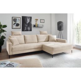Ecksofa TRENDS BY HG, B:278cm H:86cm T:174cm, beige, Wohnzimmer, Sofas, "Summer L-Form", in Cord-Stoff mit Metallfu&szlig;