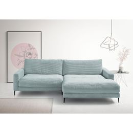 Ecksofa Home Affaire, B:272cm H:84cm T:190cm, blau, 88% Polyester, 12% Polyacryl, Wohnzimmer, Sofas, "Downtown, B/T/H: 272/190/84 cm L-Form", weicher