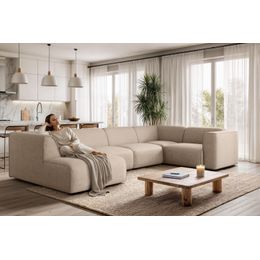Wohnlandschaft OTTO HOME, B:367cm H:70cm T:206cm, grau, 100% Polyester, Sofas, "Merid U-Form, B: 367 cm", als Modul oder separat verwendbar, für
