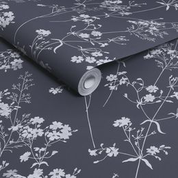 next Vliestapete "Blatt", B/L: x 10m, Rollen: 1, grau, Wohnzimmer, Tapeten, Design Tapeten