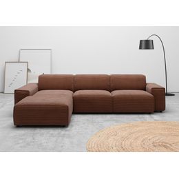 Ecksofa Home Affaire, B:294cm H:71cm, braun, 12% Polyaxryl, 88% Polyester, Wohnzimmer, Sofas, "Glimminge auch in Breitcord, Feincord, Boucl&eacute; + Easy